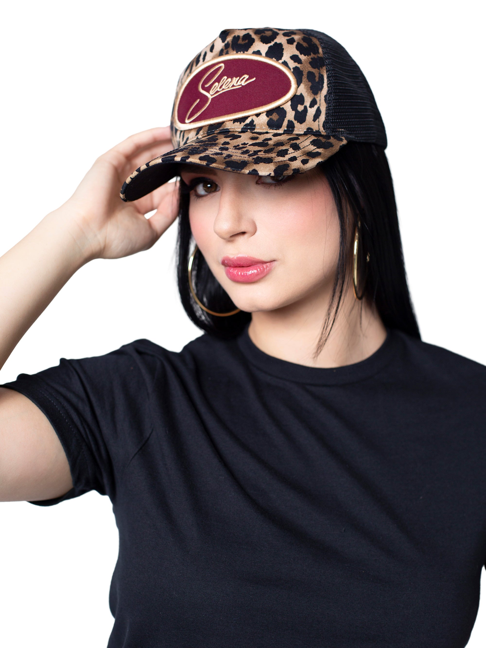 Cheetah Selena Cap with Burgundy Patch